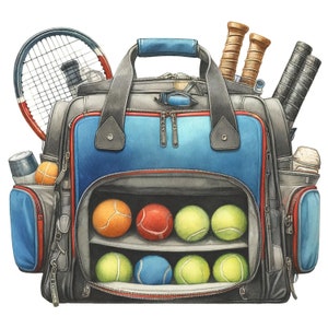 30 PNG, Watercolor Sports Clipart Bundle, Watercolor Sports Tennis ...