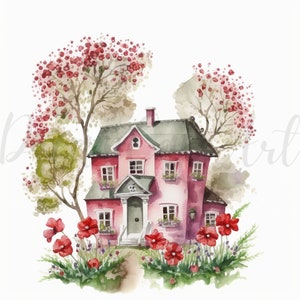 11 Summer Cottages Watercolor Clipart Jpgs Digital Planner - Etsy