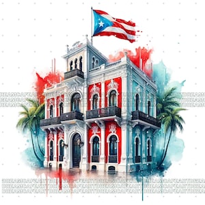 40 PNG Puerto Rico Clipart Bundle – Glossy Watercolor Illustrations of ...