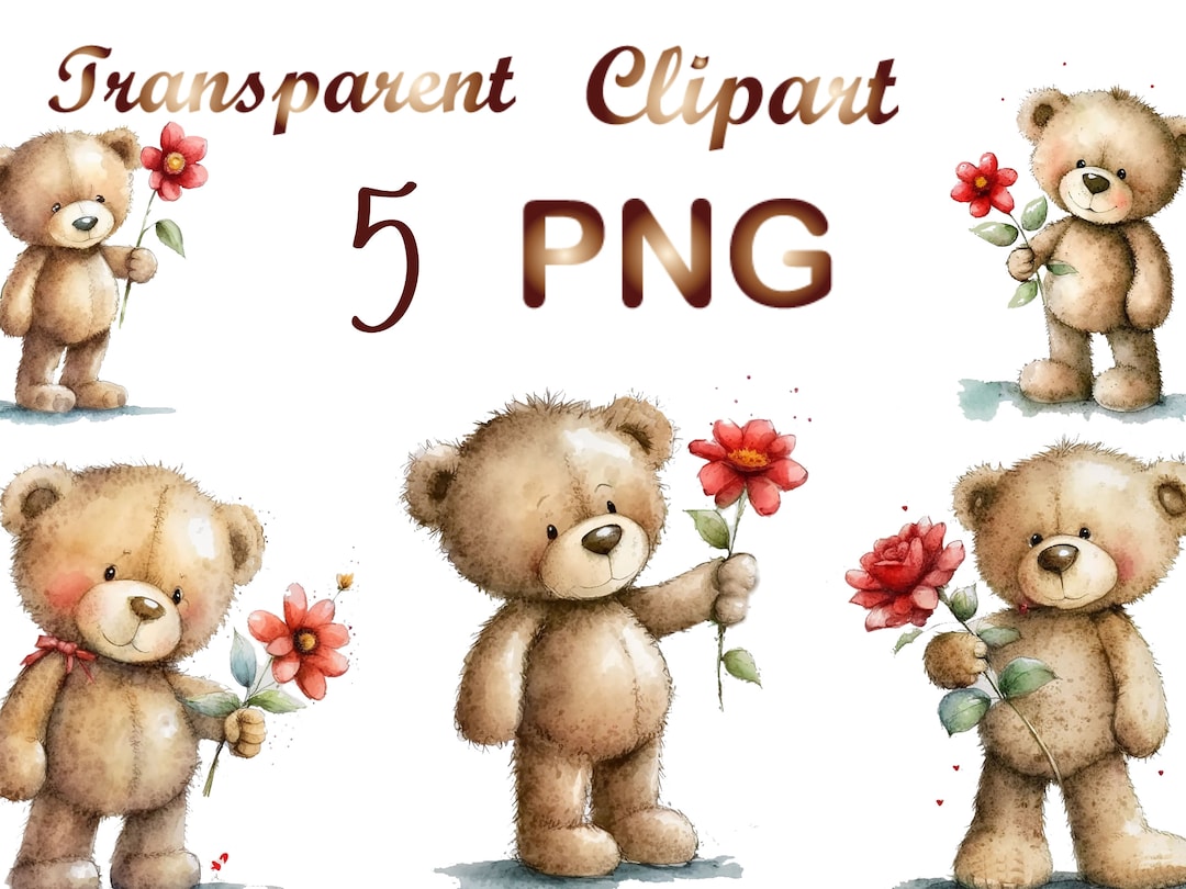 5 Watercolor Teddy Bear Clipart Png, Teddy Bear Png, Teddy, Bear ...