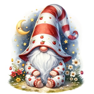 14PNG, Cute Gnomes Clipart Bundle, Gnome Clipart, Watercolor Bedtime ...