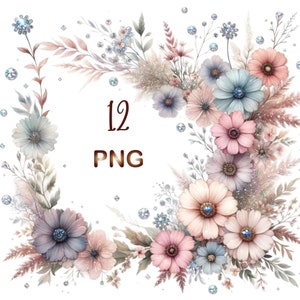 12 Boho Floral Border Png, Floral Border Clipart, Watercolor Floral ...