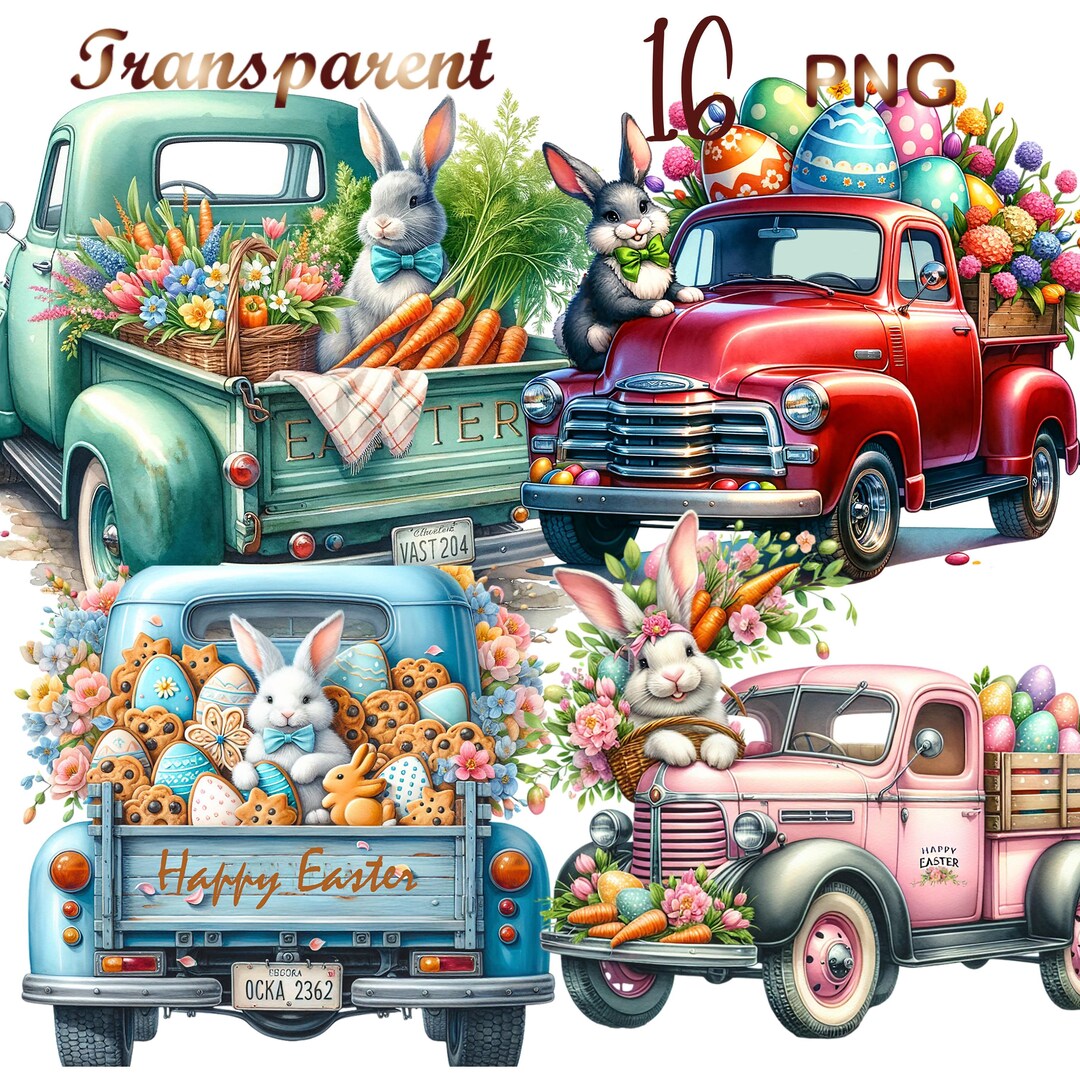 16 Easter Bunny Truck Clipart, Easter Truck Clipart, Easter Bunny ...