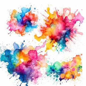 21 Watercolor Color Splash Clipart PNG Paint Splatter Clipart Alcohol ...