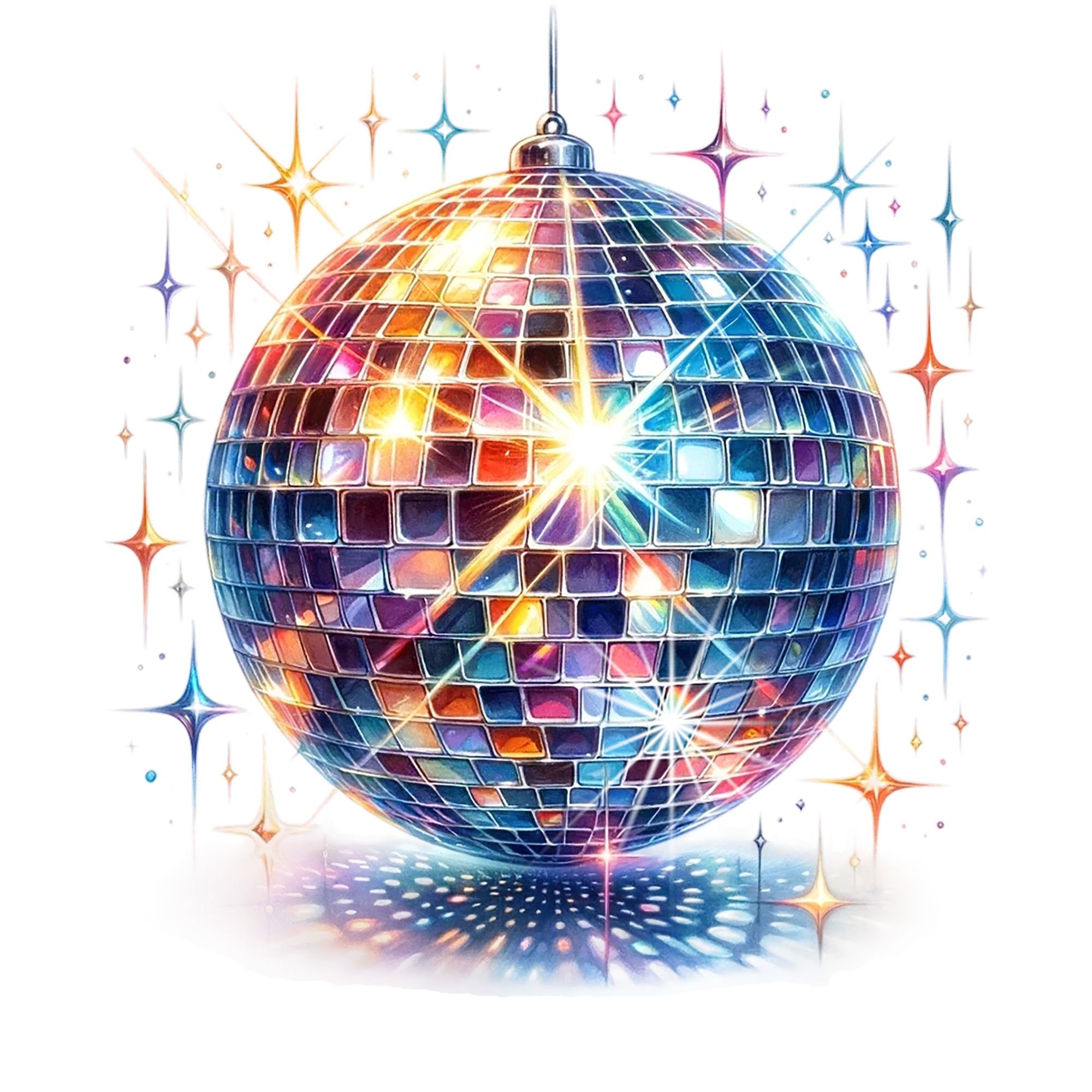Watercolor Disco Ball Clipart Bundle, Retro Party PNG (digital Download ...
