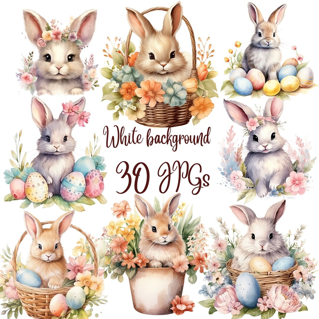 30 Easter Clipart, Jpgs, Spring Easter Art,commercial Use,digital ...
