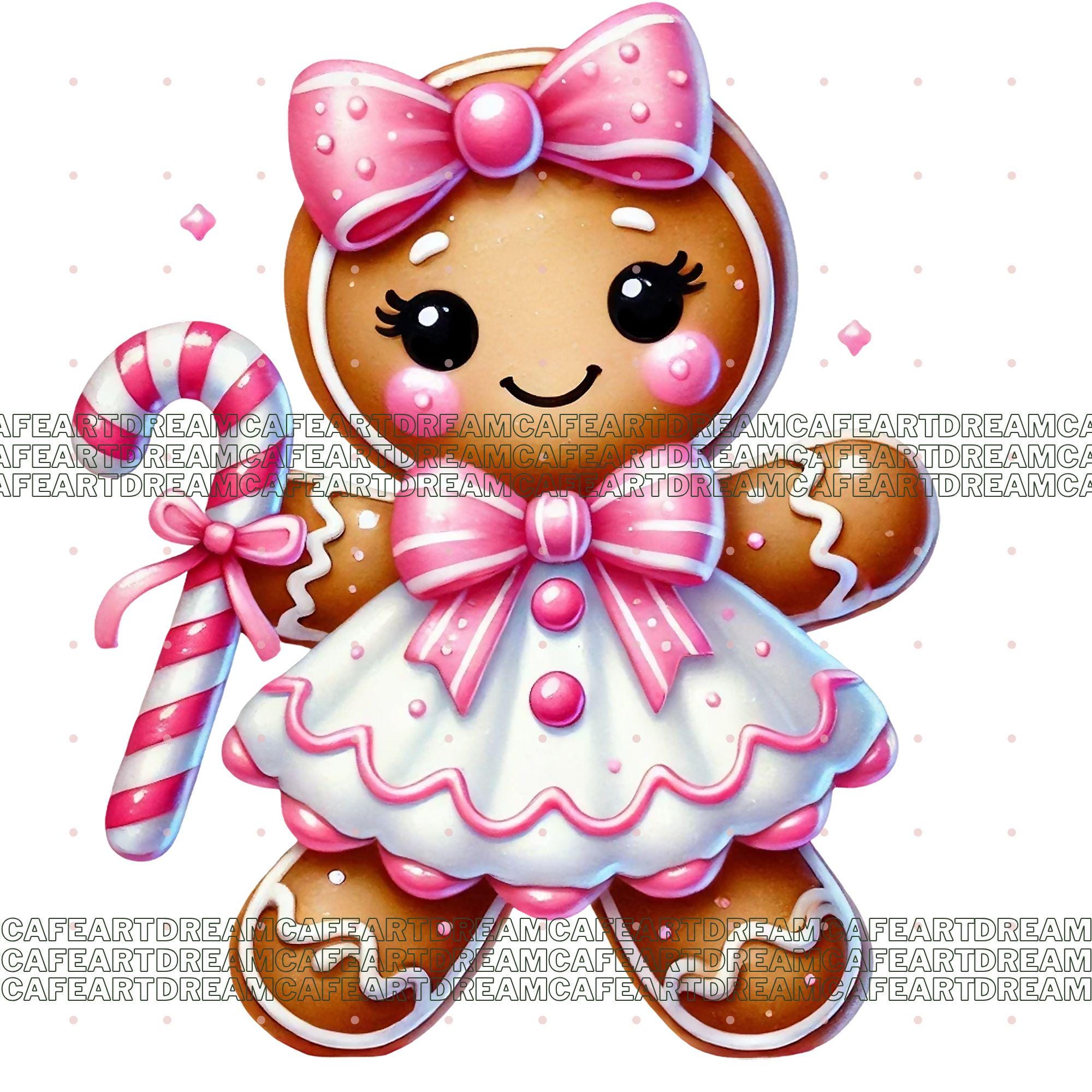 Pink Gingerbread Clipart Bundle, 90 Festive Cookie Graphics, Holiday ...