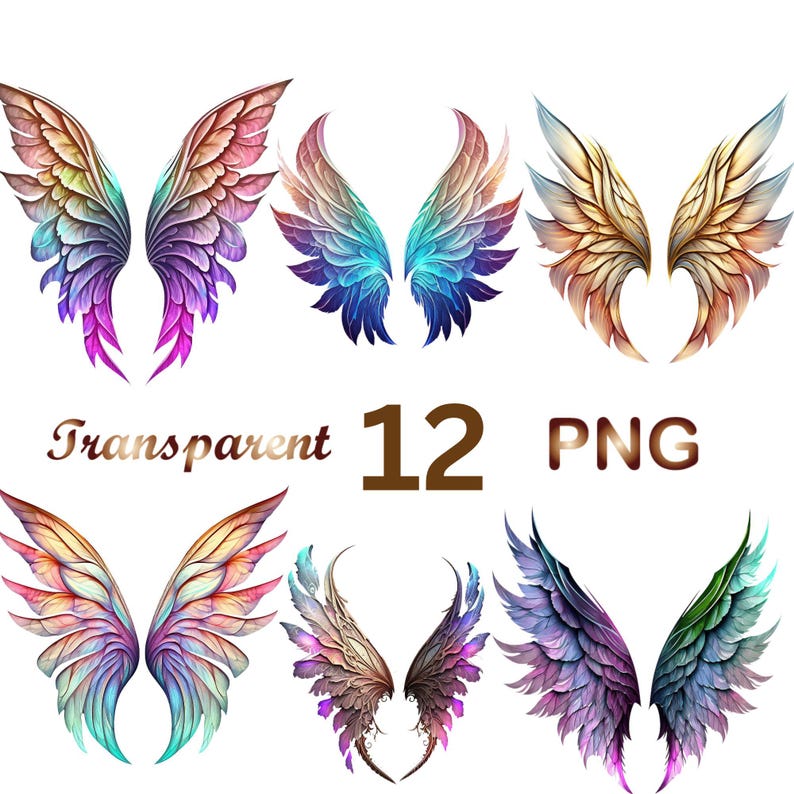 12 Fairy Wings Watercolor Clipart Png, Fairy Wings Сlip Art, Cute Fairy ...