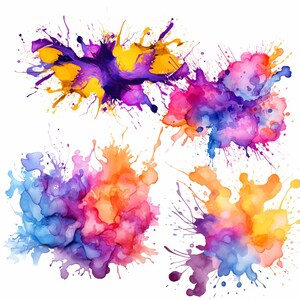 21 Watercolor Color Splash Clipart PNG Paint Splatter Clipart Alcohol ...