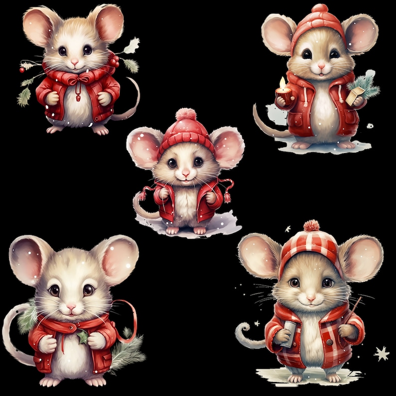 21 Christmas Mouse PNG, Xmas Mouse Clipart, Cute Mouse Clipart, Mouse ...