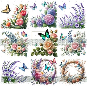 60 PNG Butterfly Gardens Clipart Bundle Set 2, Butterfly Wildflowers ...