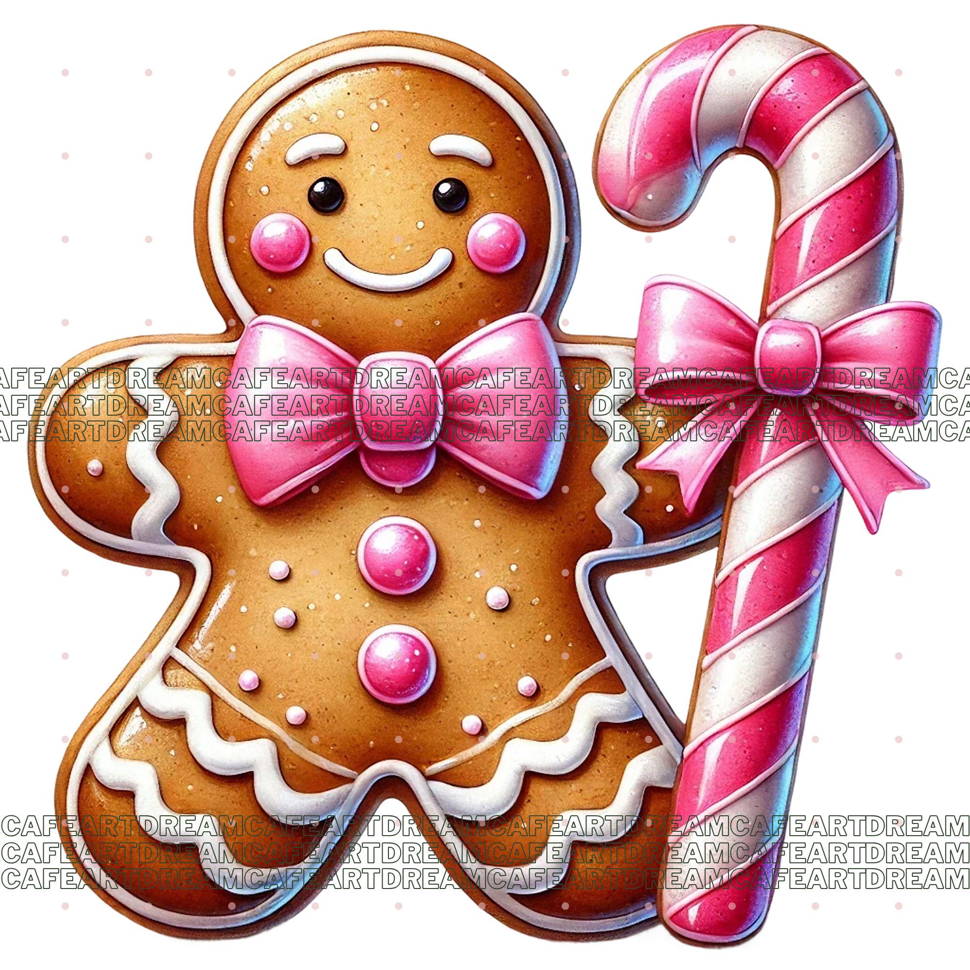 Pink Gingerbread Clipart Bundle, 90 Festive Cookie Graphics, Holiday ...