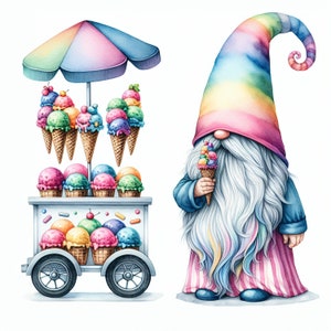 25 PNG Ice Cream Gnome Clipart Bundle, Summer Gnomes, Ice Cream Clipart ...