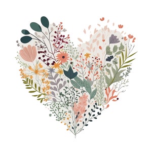 10 Boho Hearts Clipart, Floral Clipart, Jpgs, Commercial Use, Digital ...