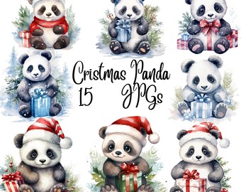 26 Adorable Christmas Panda Cliparts Festive Holiday - Etsy