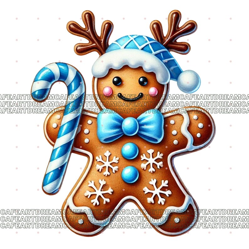 Blue Gingerbread Clipart Bundle, 134 Festive Cookie Graphics, Holiday ...