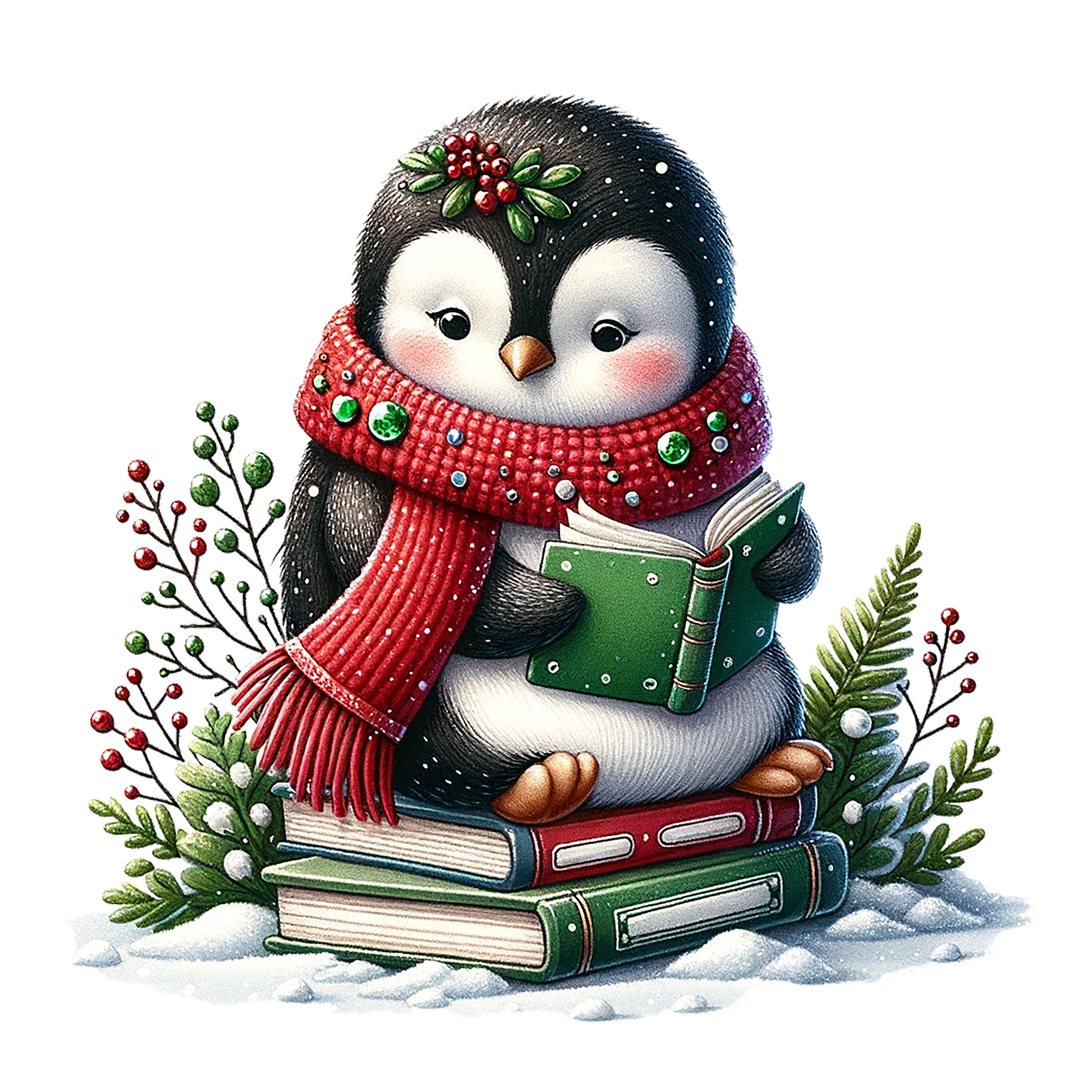 12 Winter Penguin Clipart PNG and JPG, Set 1, Christmas Penguin Clipart ...