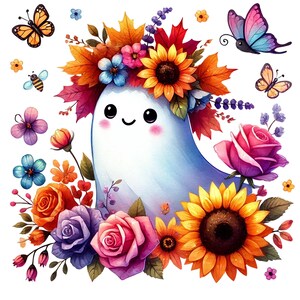 25 Png,watercolor Cute Ghost Clipart Bundle,halloween Clipart Bundle ...