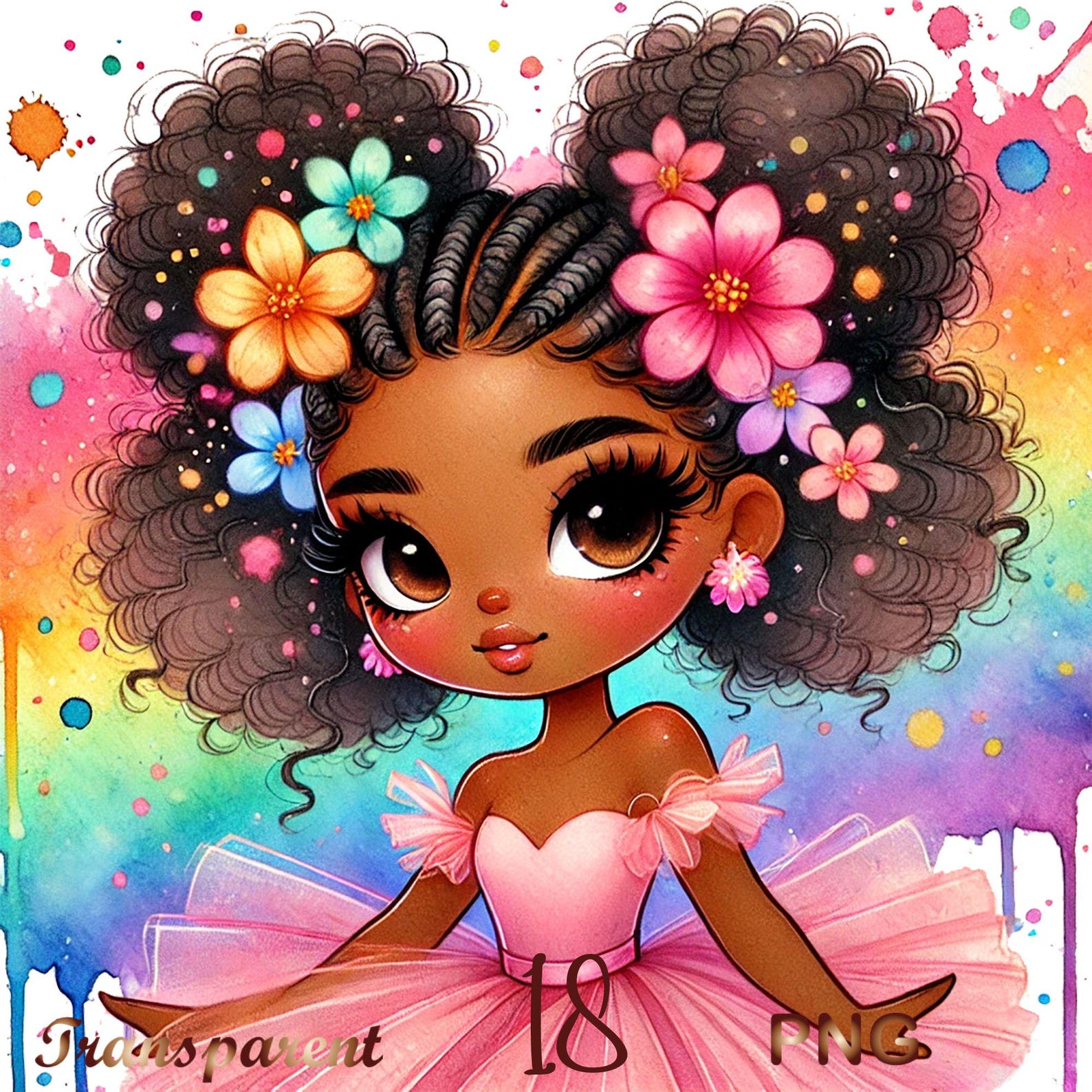 18 PNG Cute Ballerina Girl Clipart, Watercolor Black Ballerina Girl PNG ...