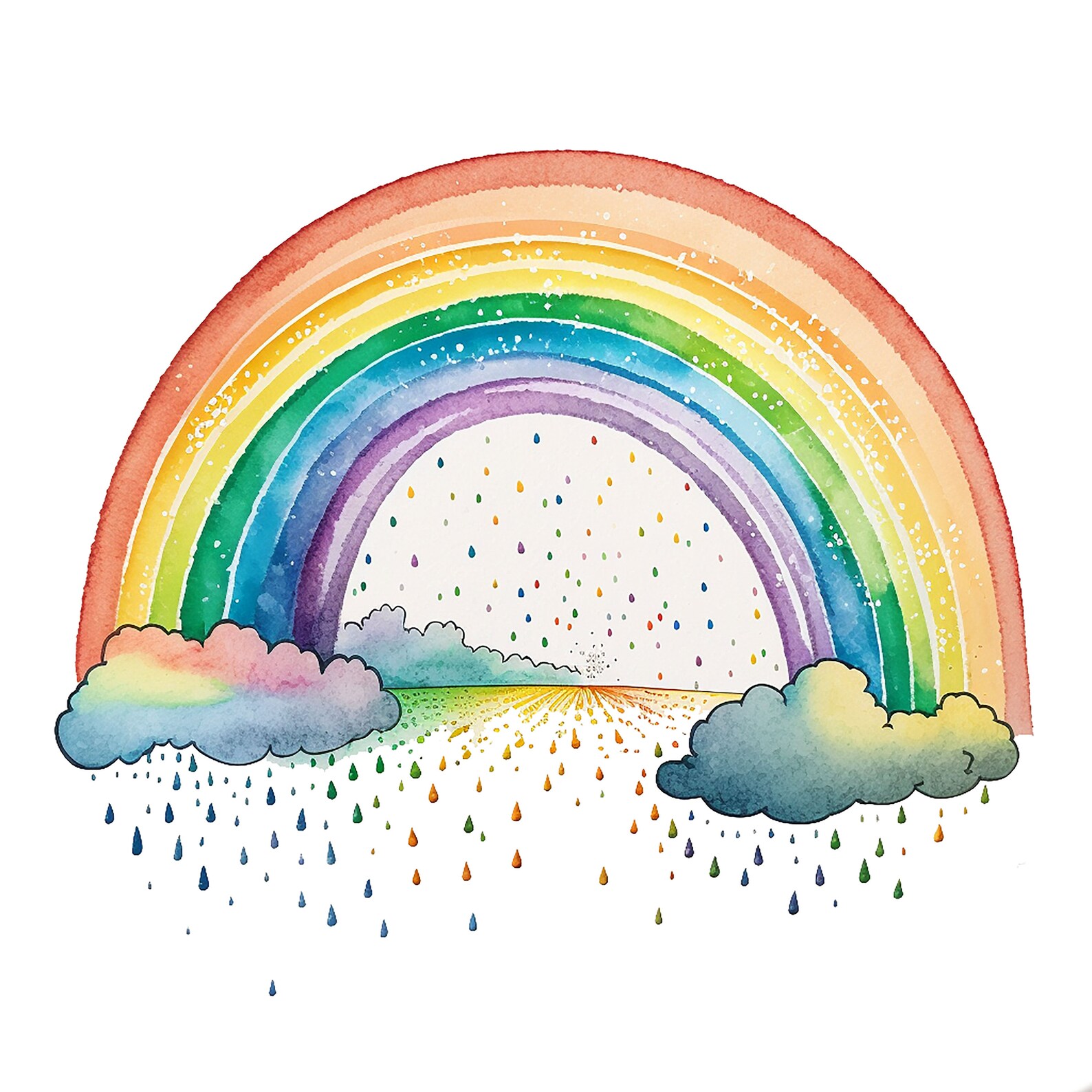 10 Watercolor Rainbow Clipart, High Quality, Jpgs, Commercial Use ...