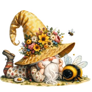 29 PNG, Flower Bee Gnome Clipart Bundles,gnome With Flowers,clipart for ...