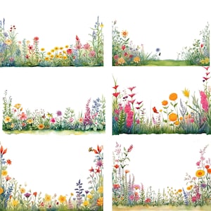 30 Watercolor Spring Border Clipart, Spring Border Art, Wildflowers ...