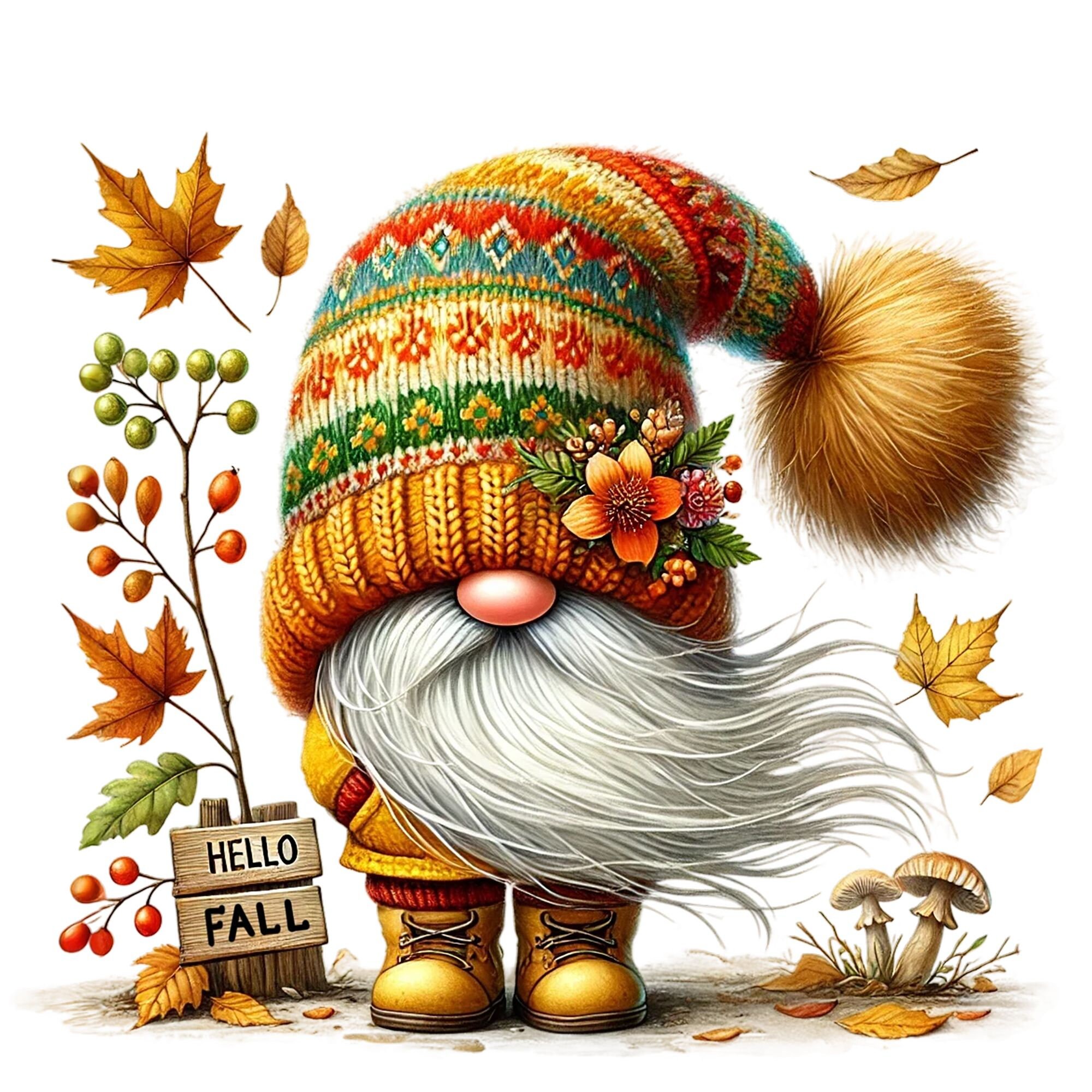 30 JPG, Hello Fall Gnome Clipart Bundle,autumn Gnome Clipart, Autumn ...