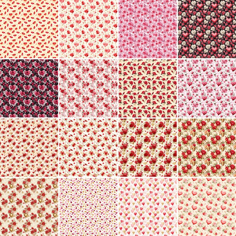 Seamless Valentine Digital Paper,valentine Digital Papers,valentines ...