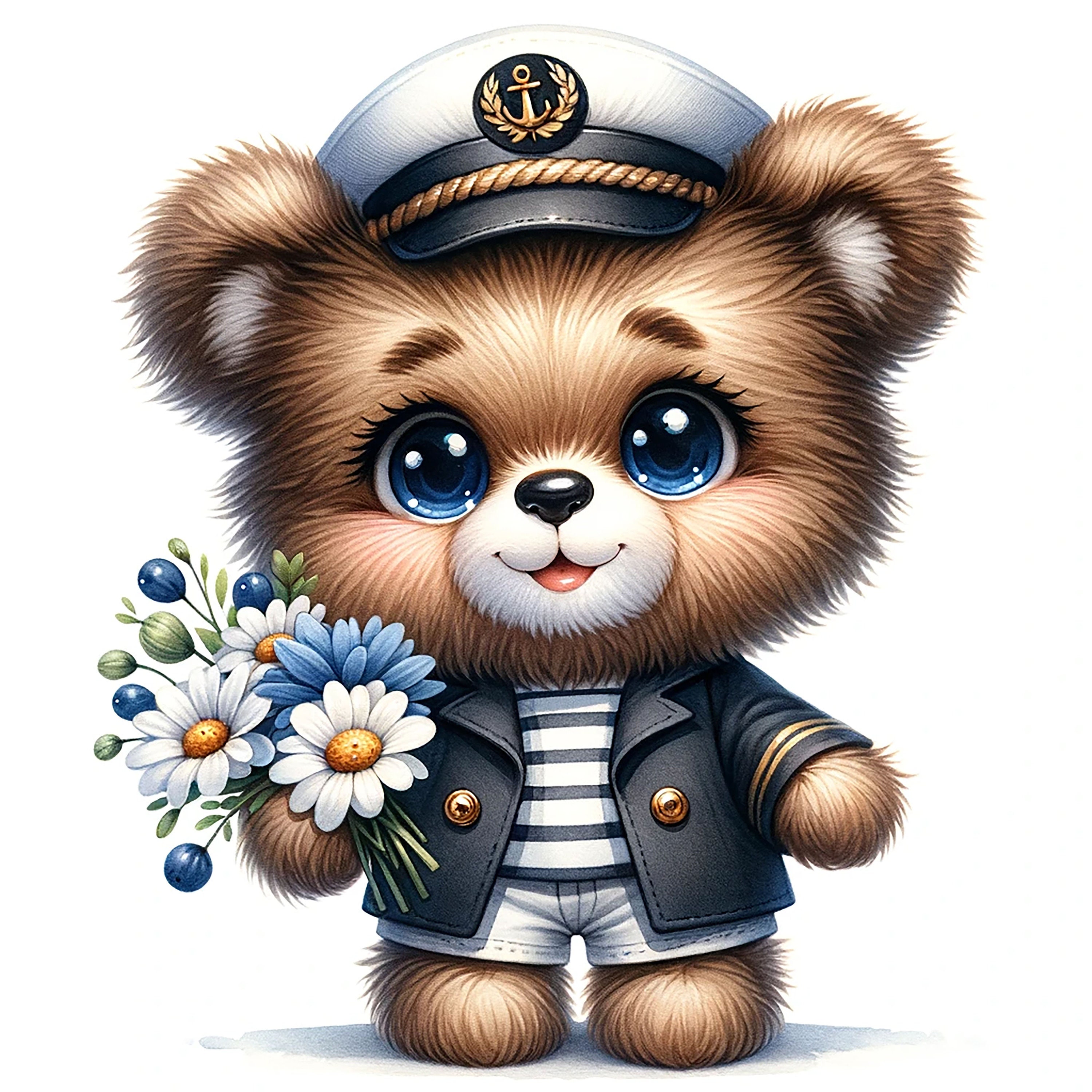 50 PNG, Teddy Bear Clipart Bundle, Teddy Bear Captain, Teddy Bear ...