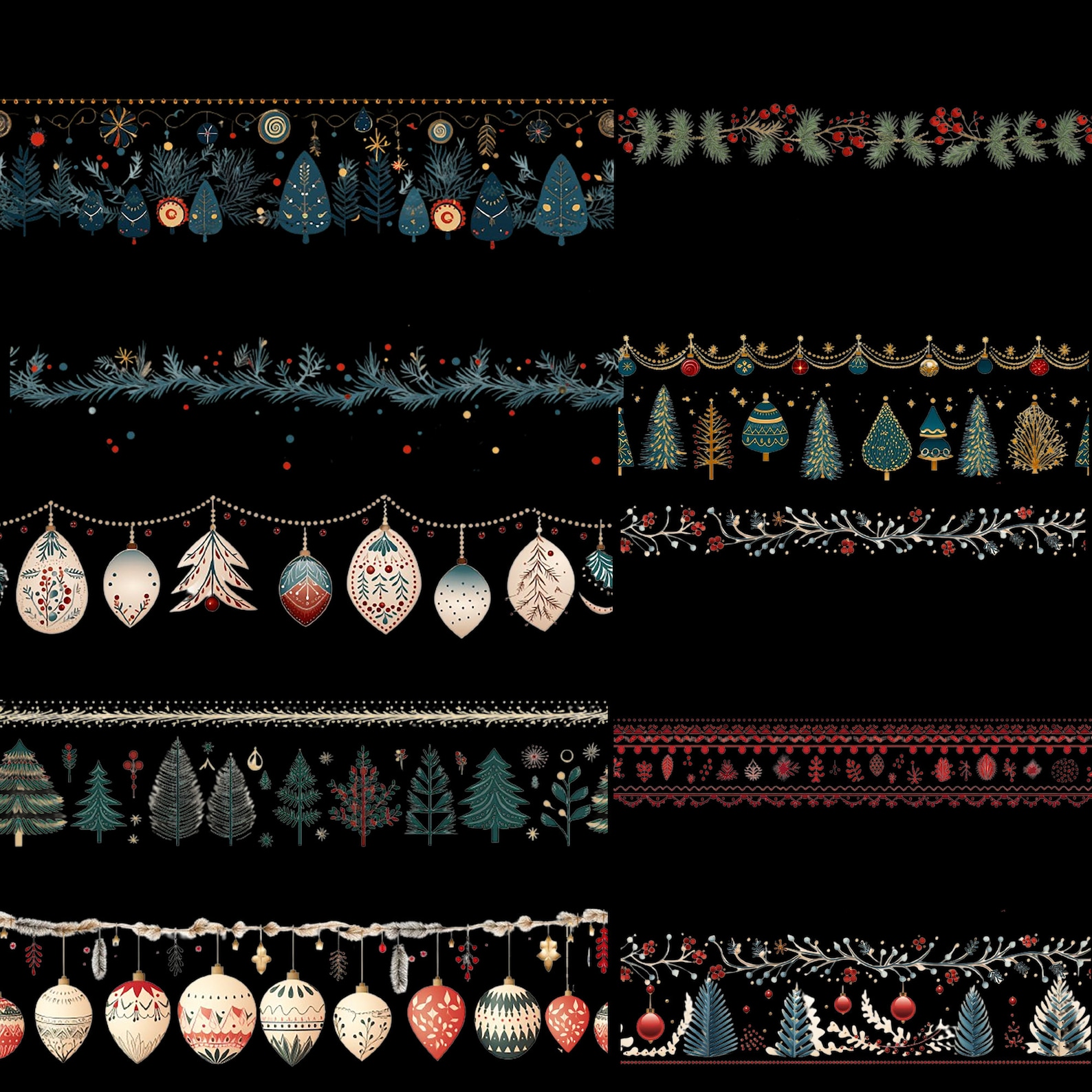 30 Seamless Christmas Garland Png,christmas Border,merry Christmas Png ...