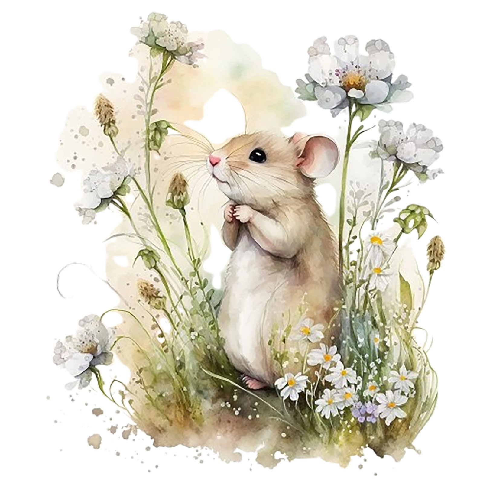 20 Flower Mouse Clipart Png,mouse and Flower Clipart,cute Watercolor ...