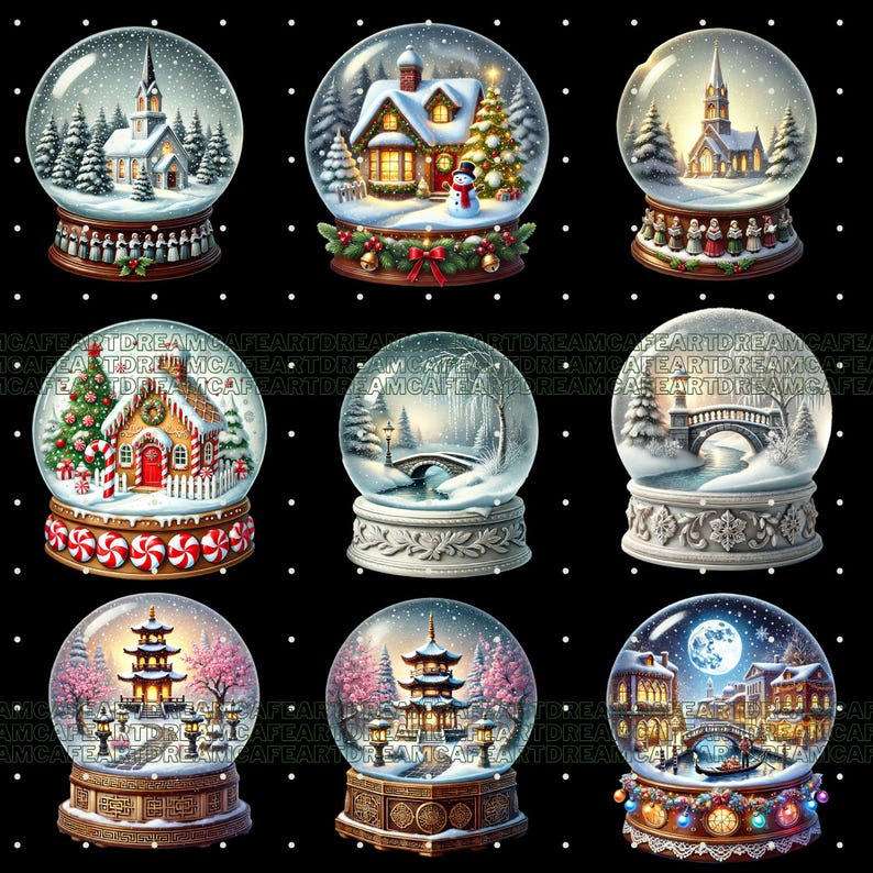 Winter Snowglobes Clipart Bundle 130 PNG – Christmas Festive Snow Globe ...