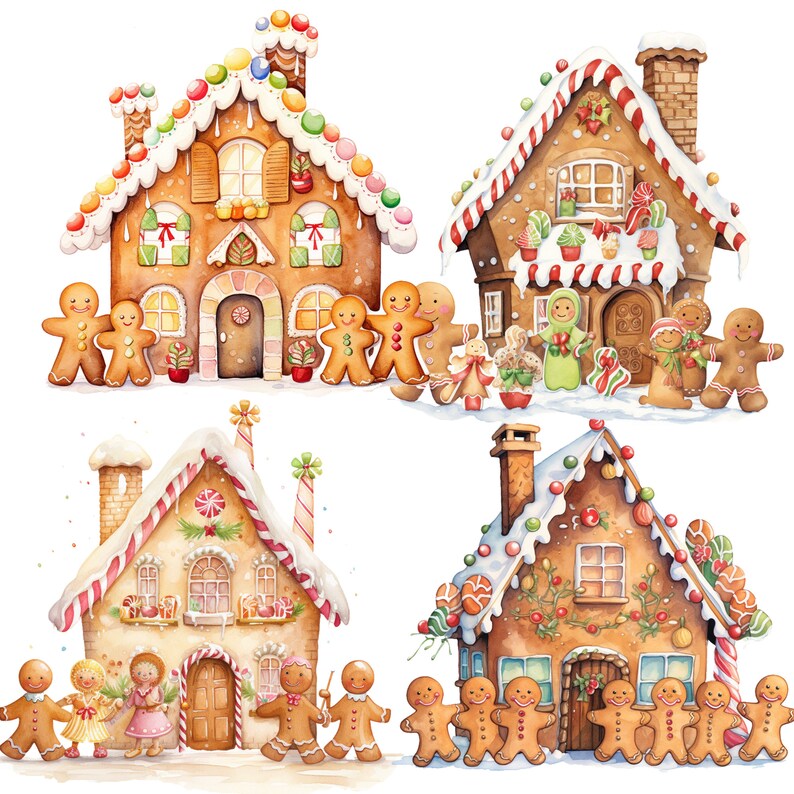 15 Gingerbread Christmas Clipart: Festive Winter PNG (digital Download ...