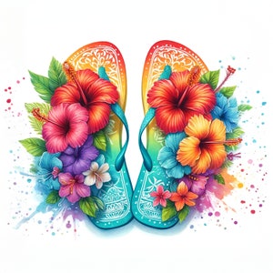 14 Png,jpgs, Watercolor Flip Flops Clipart Bundle, Summer Clipart ...