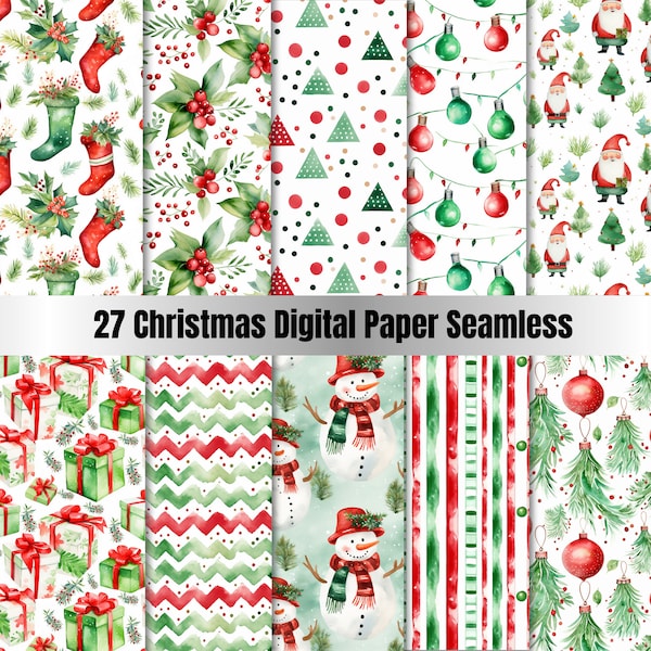 Watercolor Christmas Digital Paper - Etsy