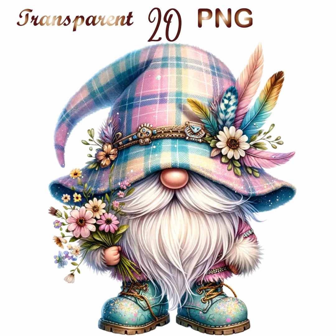20 Boho Gnome Clipart, Cute Gnome Clipart, Boho Gnomes Clipart, Gnome ...