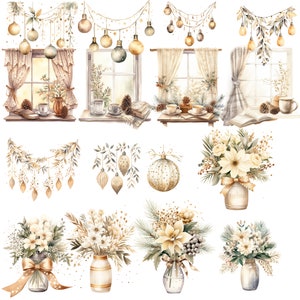 76 Watercolor Cozy Winter Clipart, Png,christmas Boho Clipart ...