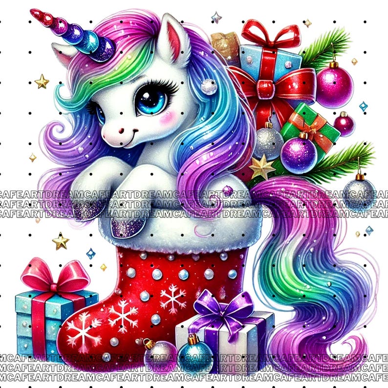 Christmas Unicorns Clipart Bundle 35 PNG, Christmas Clipart, Festive ...