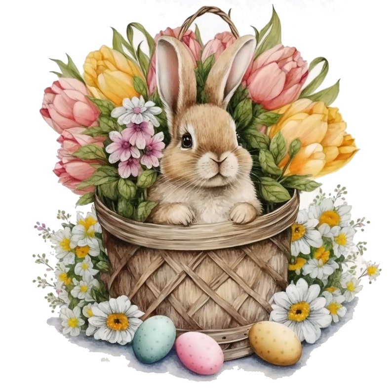 10 Jpgs, Easter Bunny Basket Clipart, Commercial Use, Digital Download ...