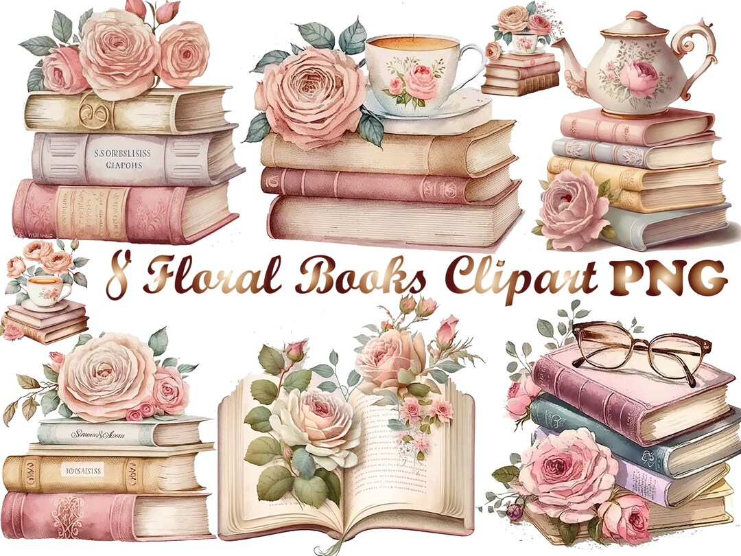 Floral Book Png, Book Lover Png, Reading Png, Bookworm Png, Bookish Png ...