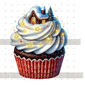 40 PNG, Christmas Cupcakes Clipart Bundle, Set1, Festive Holiday ...