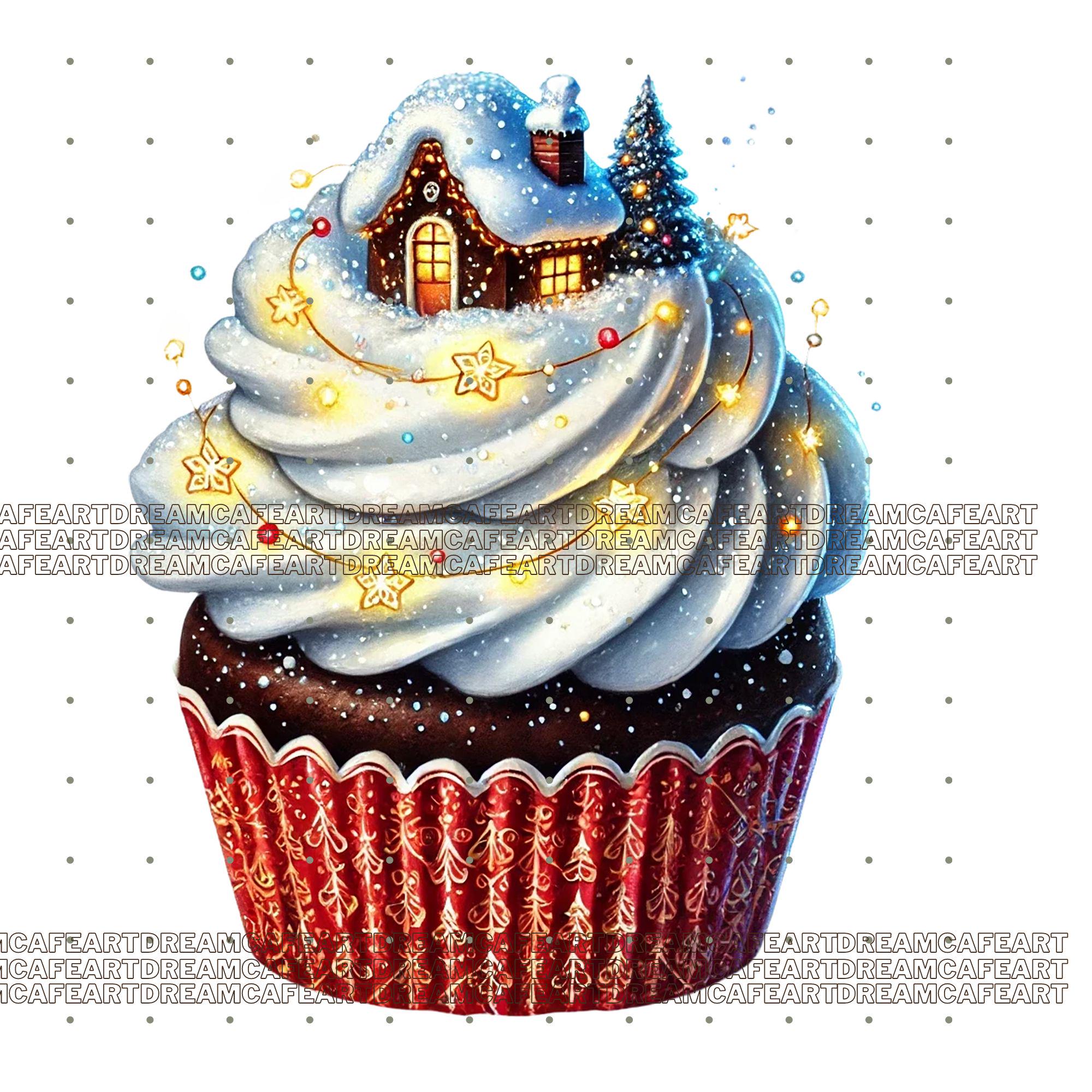 40 PNG, Christmas Cupcakes Clipart Bundle, Set1, Festive Holiday ...