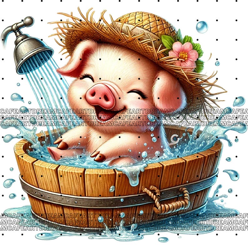 42 PNG Pigs Clipart Bundle, Cute Adorable Piggy Graphics Designs, Farm ...