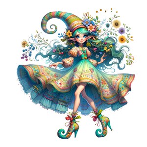 30 PNG Spring Elves Clipart Bundle, Whimsical Elf Illustrations Designs ...