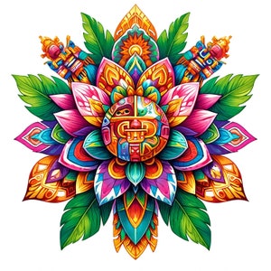 40 JPG, Mexican Flowers Clipart Bundle, Aztec Mexican Flowers Clipart ...