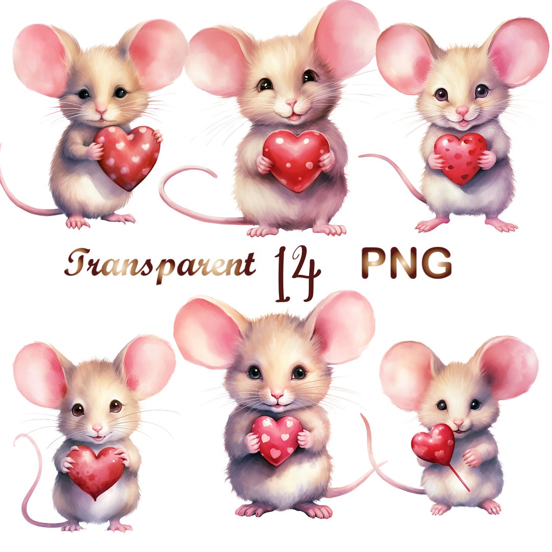 14 Mouse With Heart PNG, Mouse Clipart, Valentine's Day Clipart,mouse ...