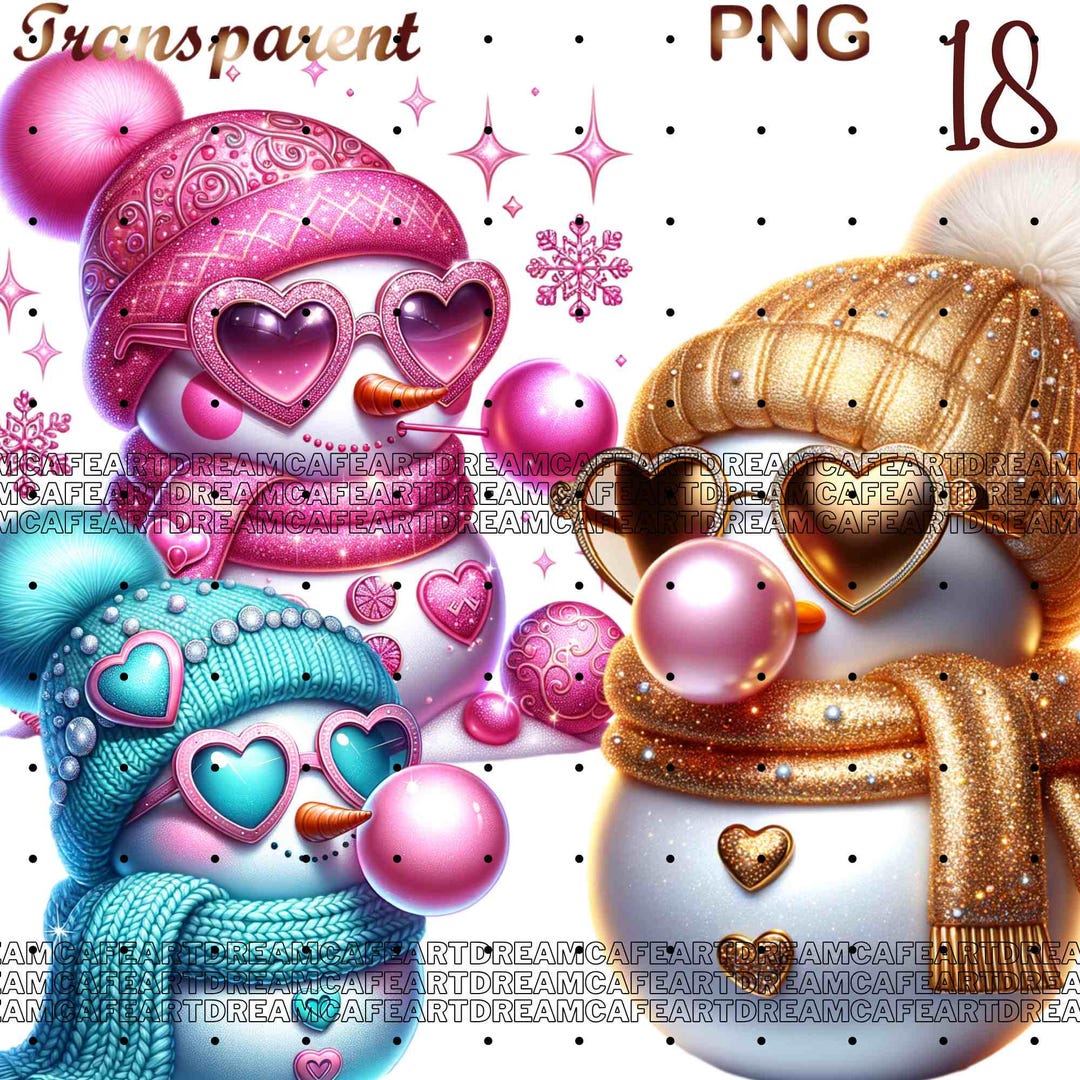 18 PNG Christmas Snowman Bundle Clipart, Festive Snowmen Graphics ...