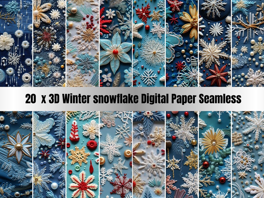 20 3D Winter Snowflake Digital Paper Seamless Seamless Pattern ...