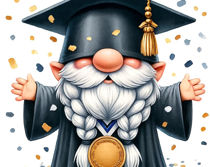 Graduation Gnome Clipart PNG Collection | Watercolor Nome Grad ...
