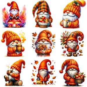 17 Cute Gnome Clipart,gnome Clipart Bundle, Autumn Gnome Png,clipart ...